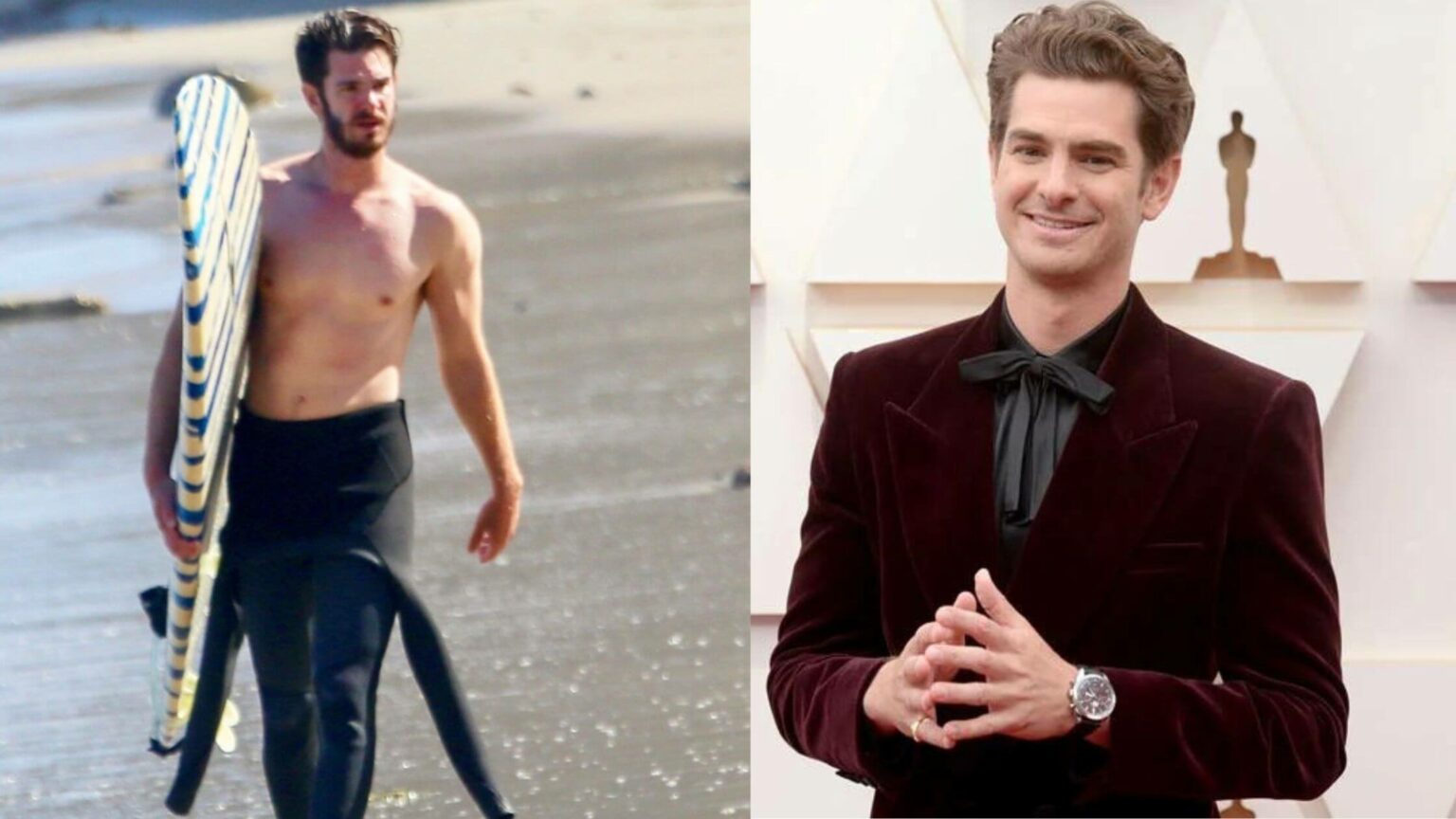Andrew Garfield Surfs Shirtless In LA, Showing Off His Muscles